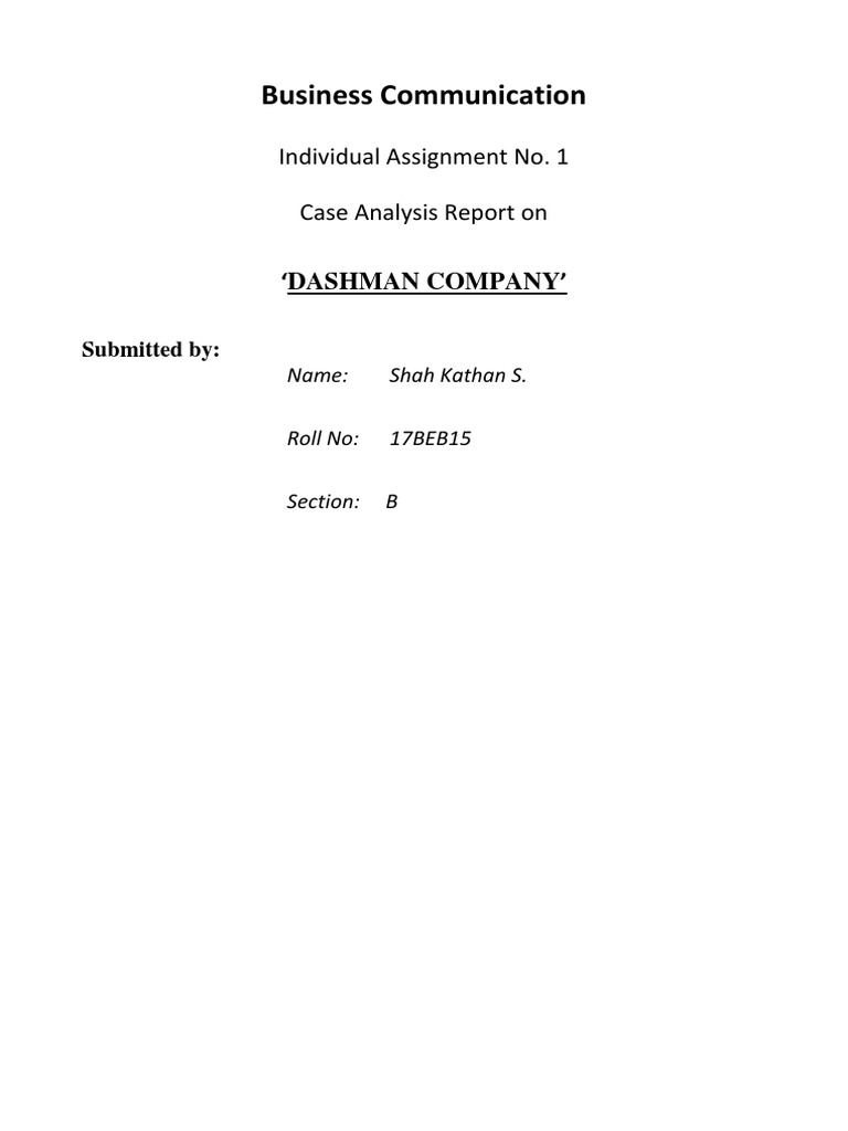 Dashman Company Case Solution. | PDF | Business