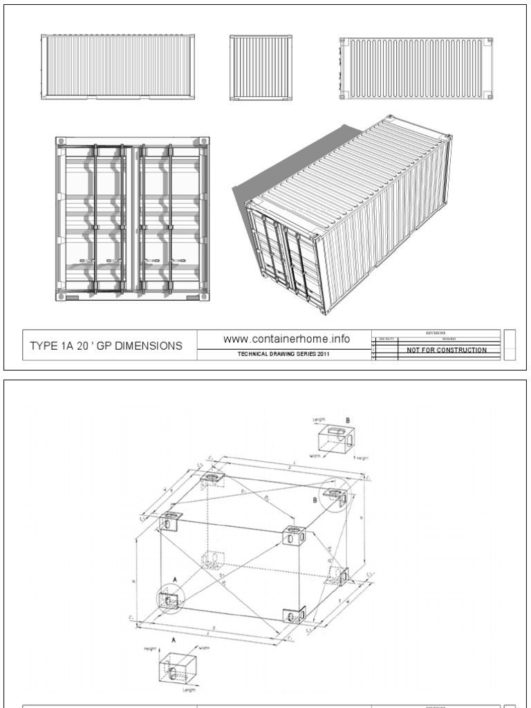 Shipping Container Homes Technical Drawings 20gp | PDF