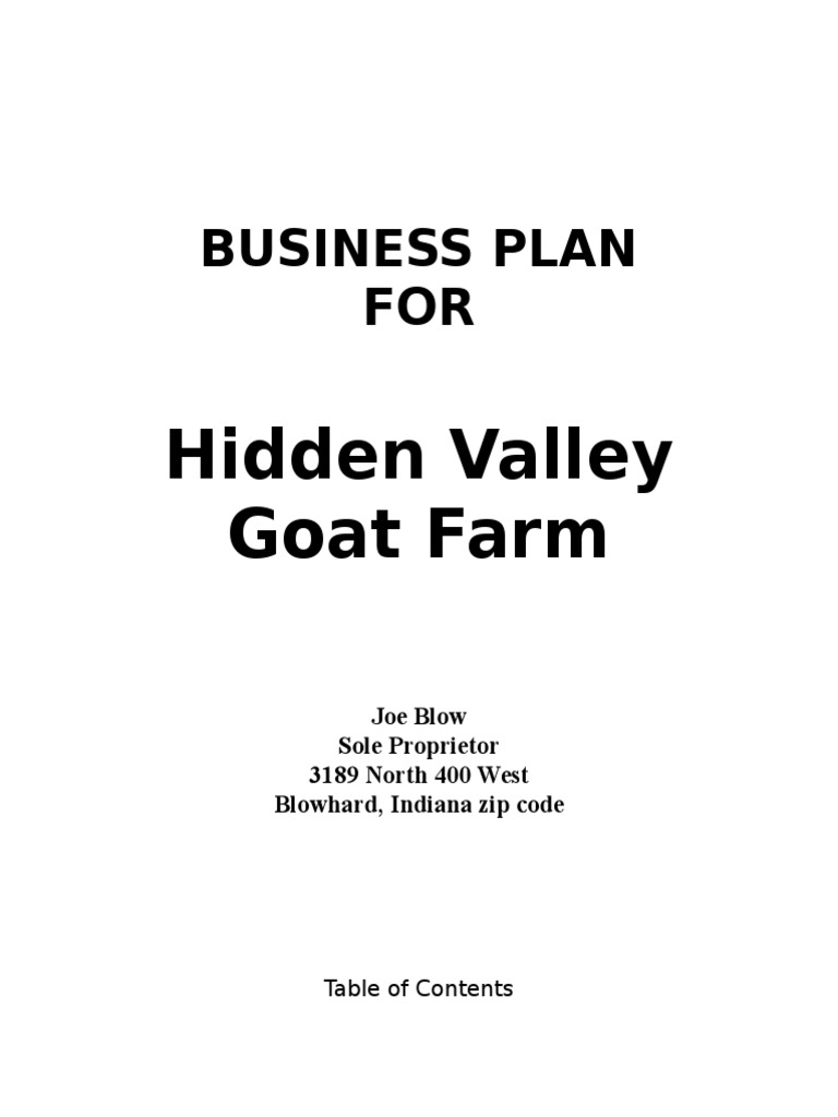Hidden Valley Goat Farm Business Plan | PDF | Agriculture | Food And Drink