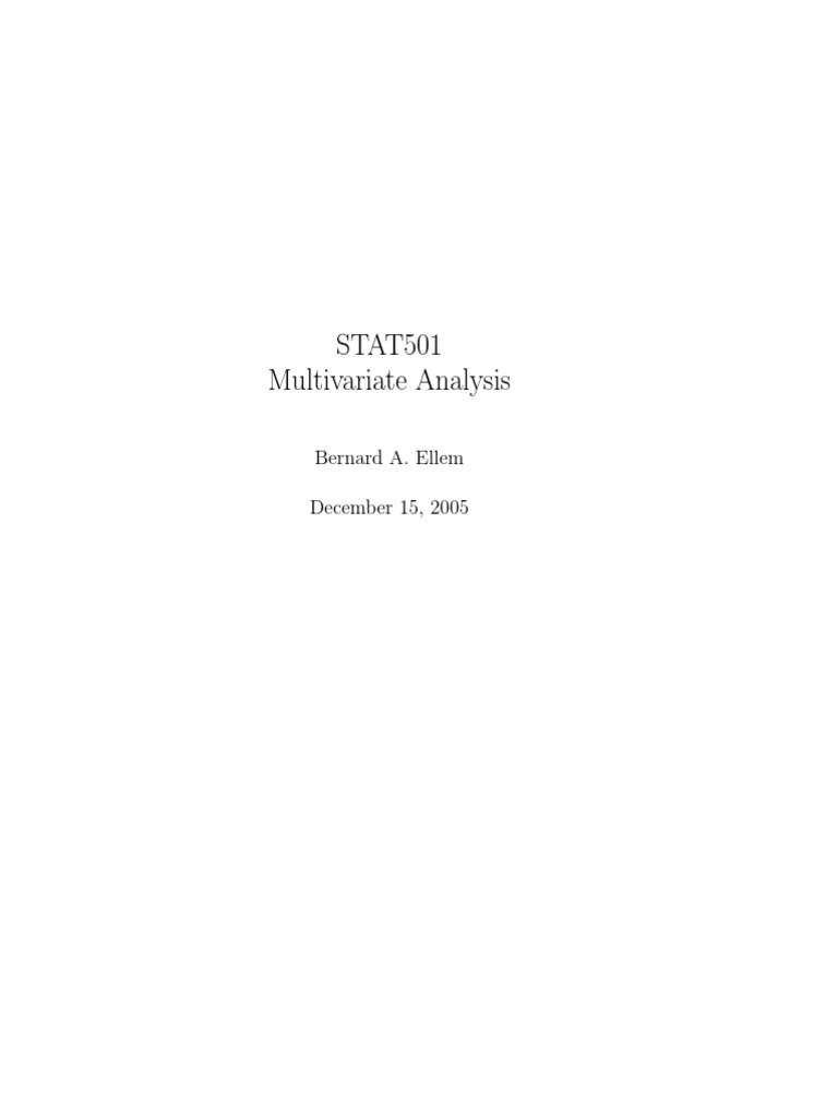 Multivariate Analysis With R | PDF
