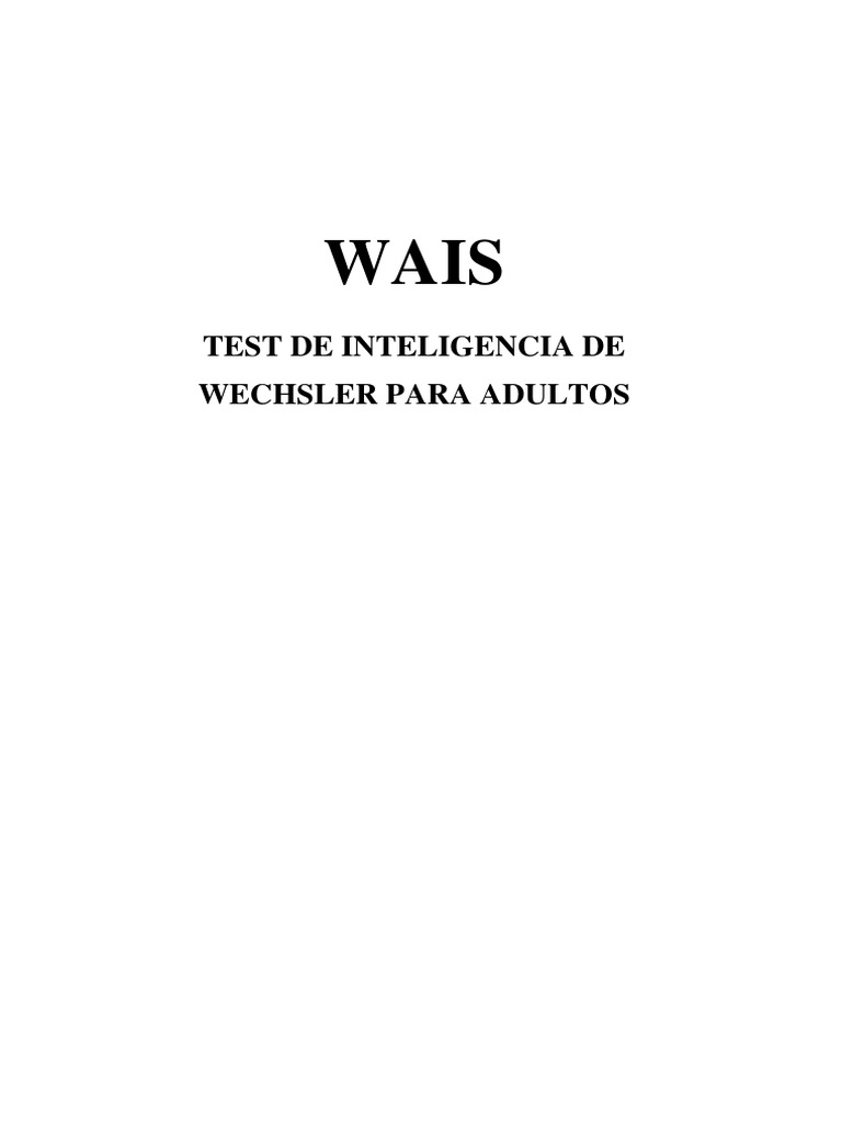 Test de Wechsler Adultos | PDF | Escala de inteligencia para adultos de ...