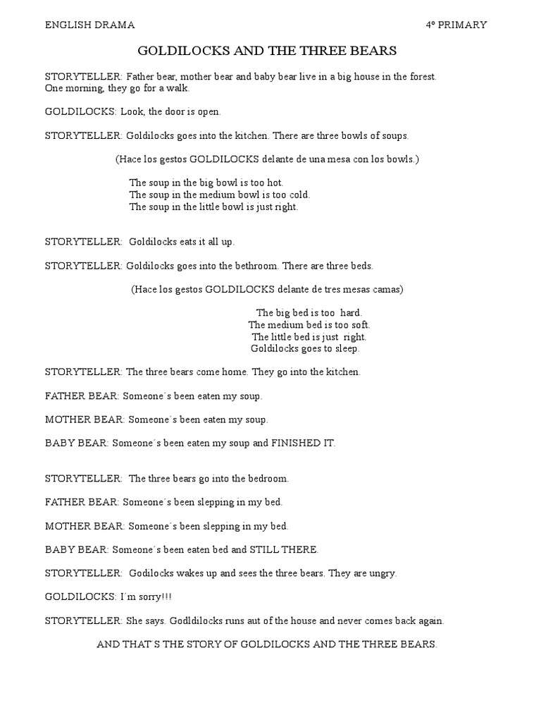 Goldilocks Story | PDF | Teaching Methods & Materials