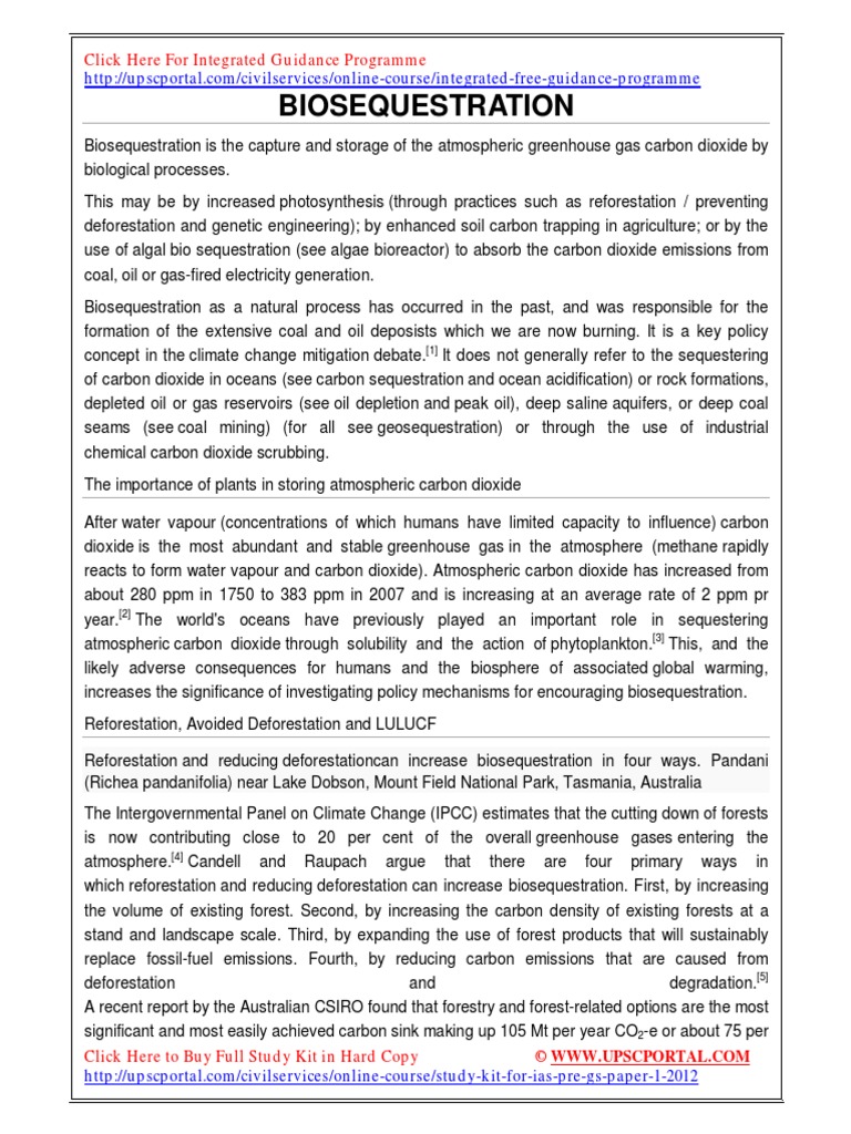 IGP CSAT Paper 1 Environment Biodiversity Biosequestration | PDF ...