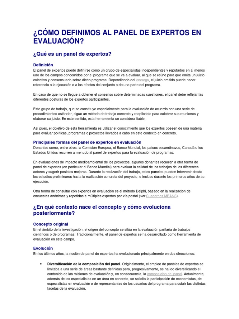 Cómo Definimos Al Panel de Expertos en Evaluación | PDF | Conocimiento ...