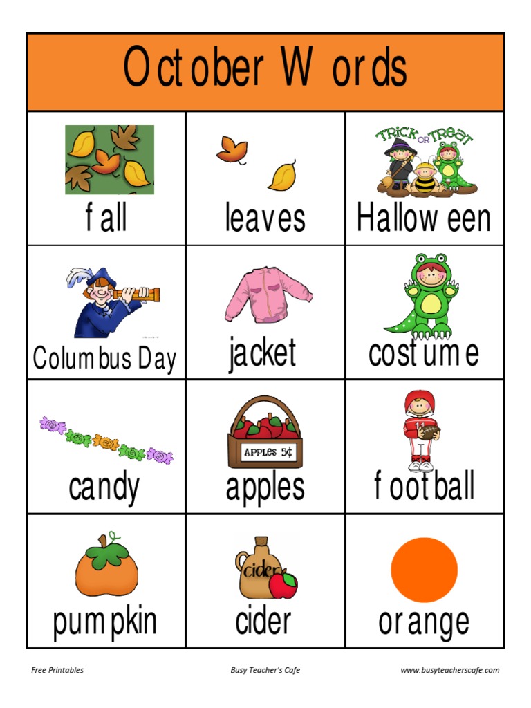 October Themed Printables for Teachers | PDF