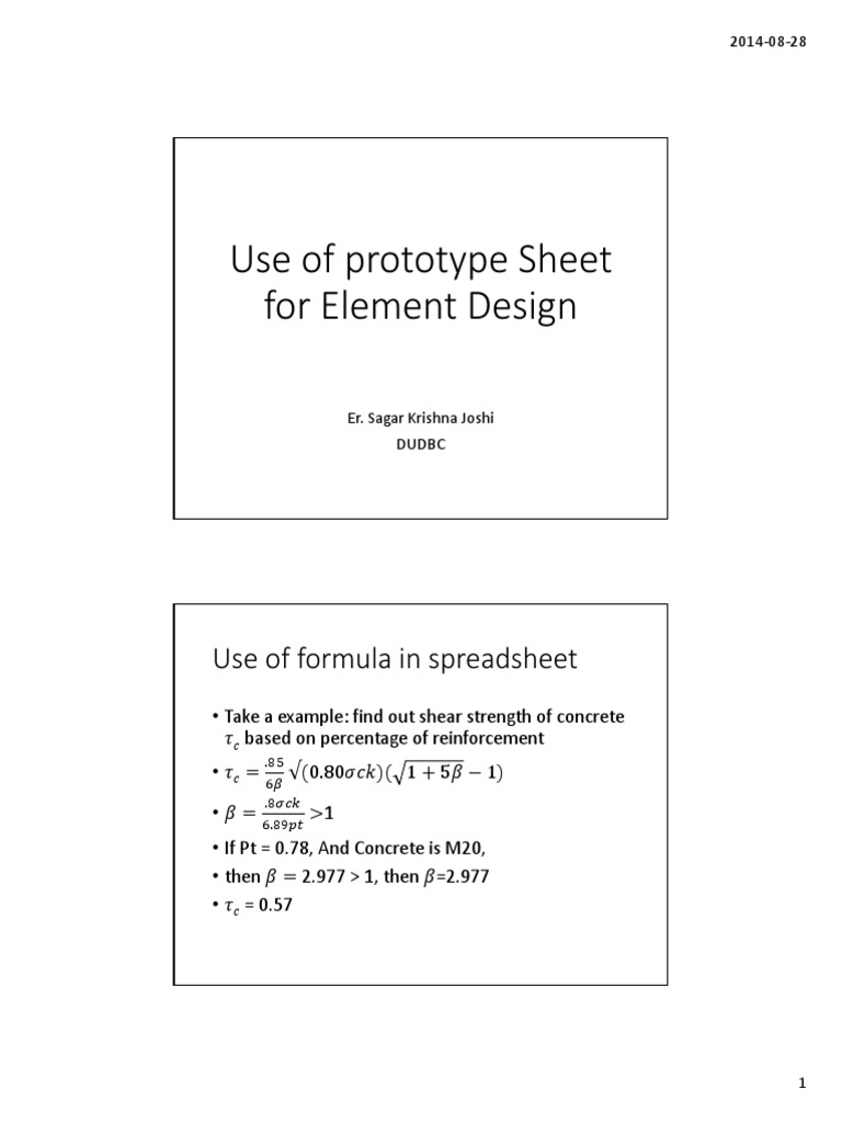 Use of Prototype Sheet For Element Design | PDF