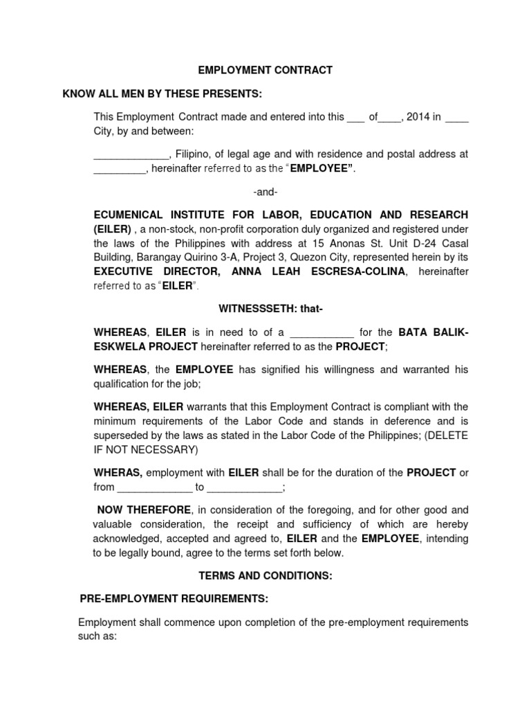 Employment Contract Project-Based | PDF | Employment | Salary