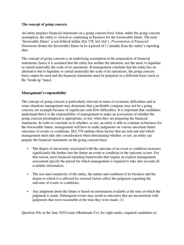 Understanding Going Concern Concept | PDF | Going Concern | Auditor's ...