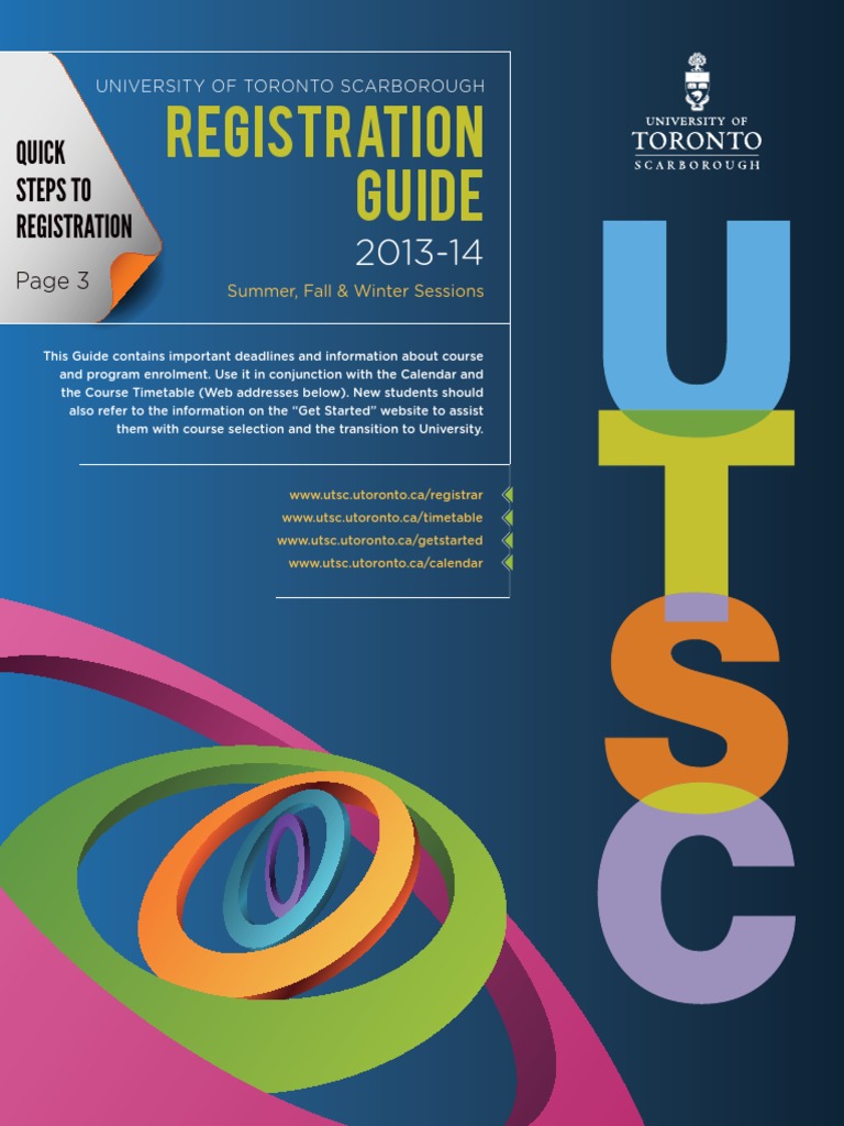 UTSC 2013 Registration Guide | PDF | Fee | Academic Degree