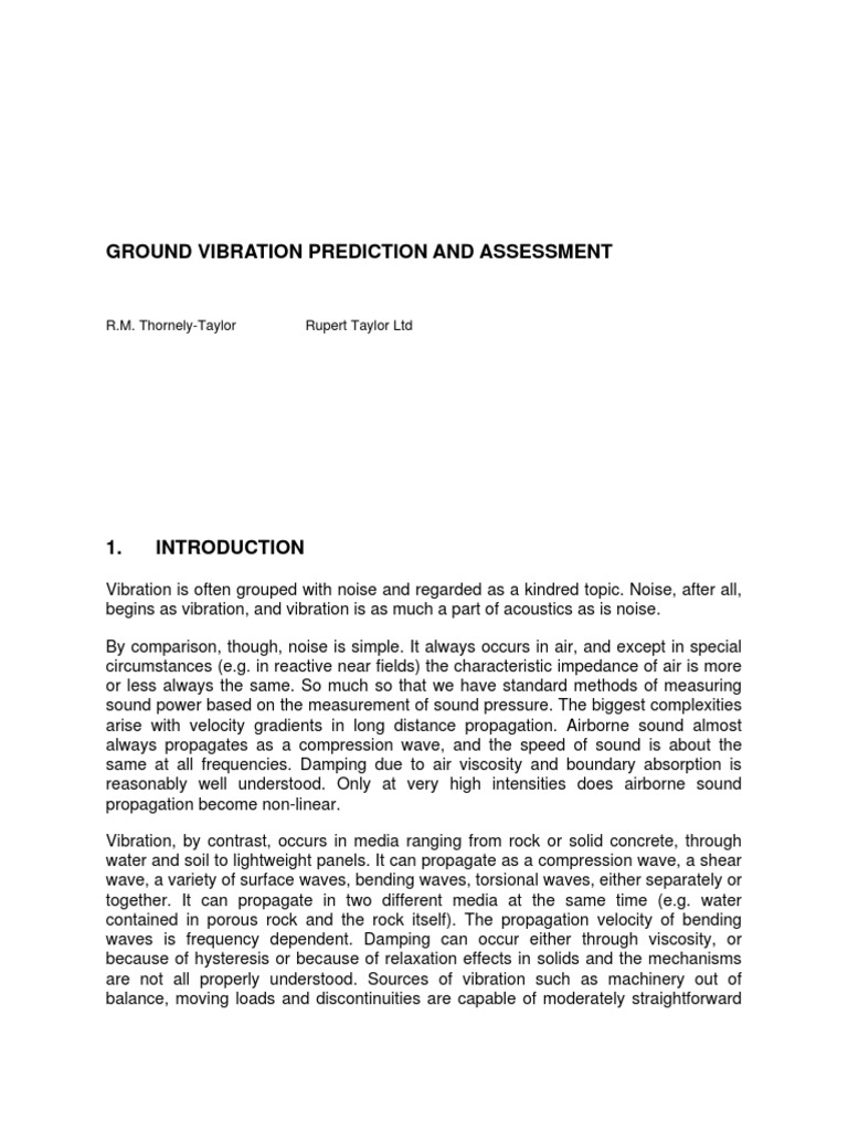 Ground Vibration Prediction and Assessment | PDF | Waves | Sound