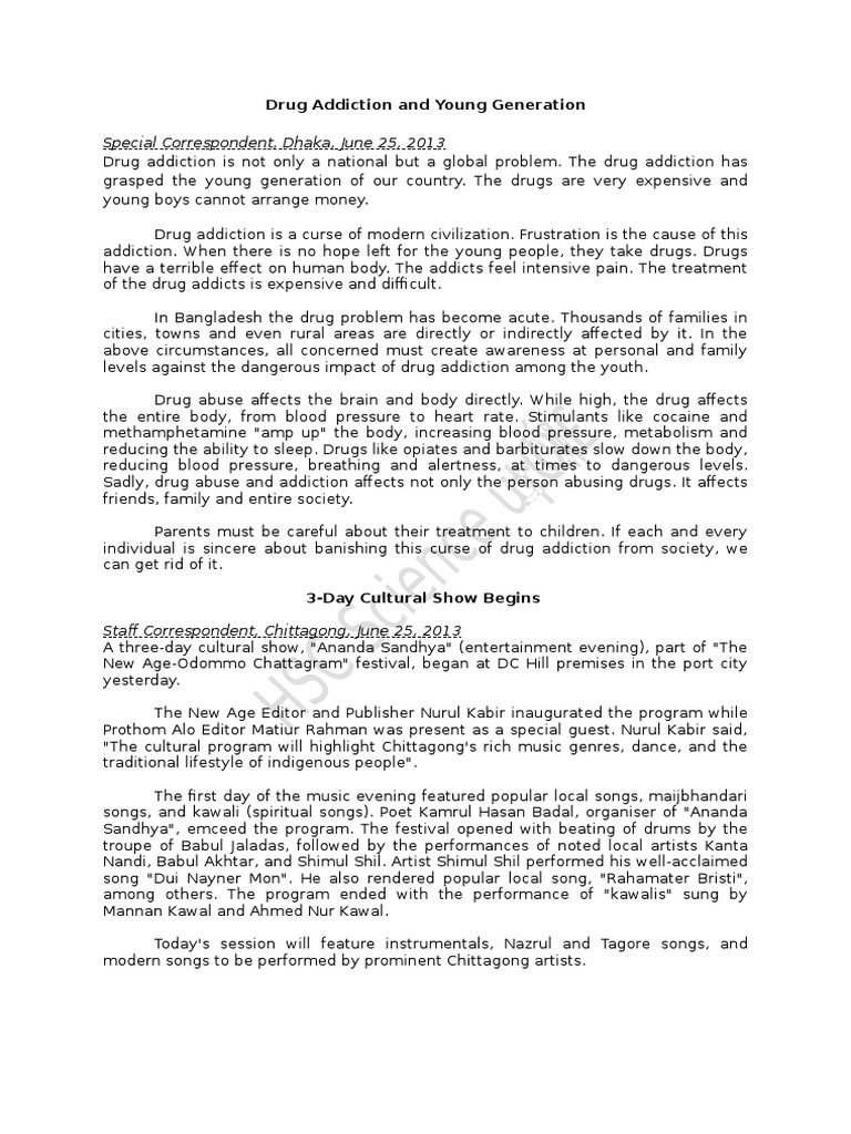 Drug Addiction and Young Generation | PDF | Substance Abuse | Stimulant