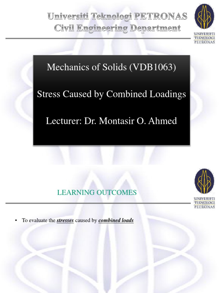 Stress Caused by Combined Loadings | PDF | Stress (Mechanics) | Bending