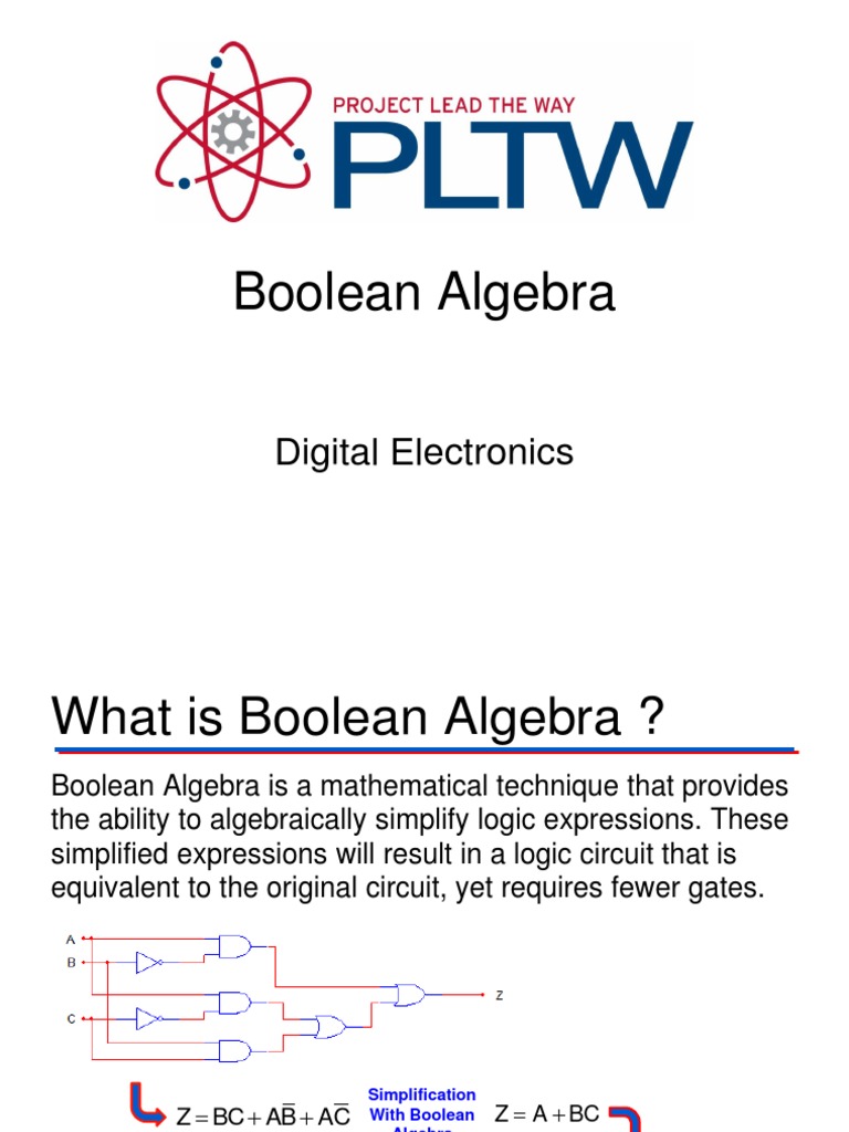 Boolean Algebra: Digital Electronics | PDF | Boolean Algebra | Teaching ...