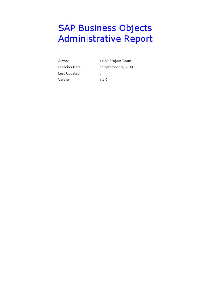 SAP Business Objects Administrative Report - Blueprint | PDF ...