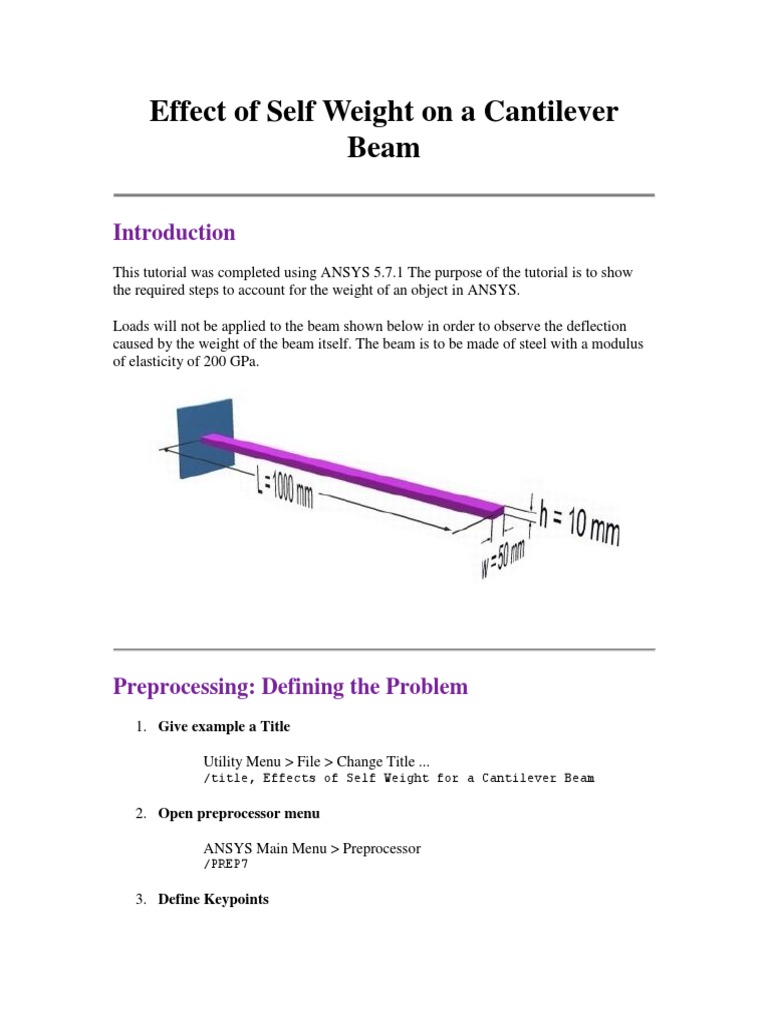 Effect of Self Weight On A Cantilever Beam | PDF