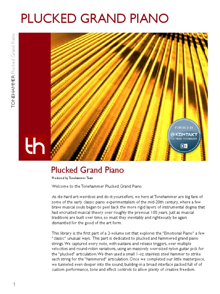 Tonehammer Plucked Grand Piano Readme | PDF | String Instruments | Piano