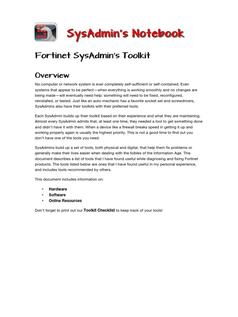 Fortinet Sysadmin Toolkit | Download Free PDF | Electrical Connector | Operating System