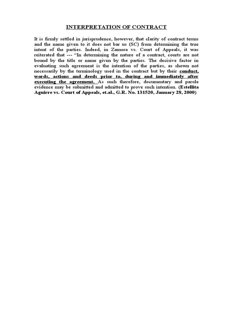 Interpretation of Contract | PDF