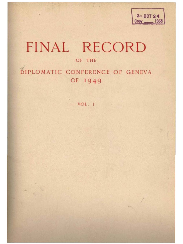 Geneva Conventions Final Record 1949 | PDF | Geneva Conventions ...