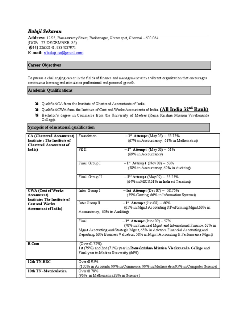Balaji Resume - DeLOITTE | PDF | Accounting | Taxes