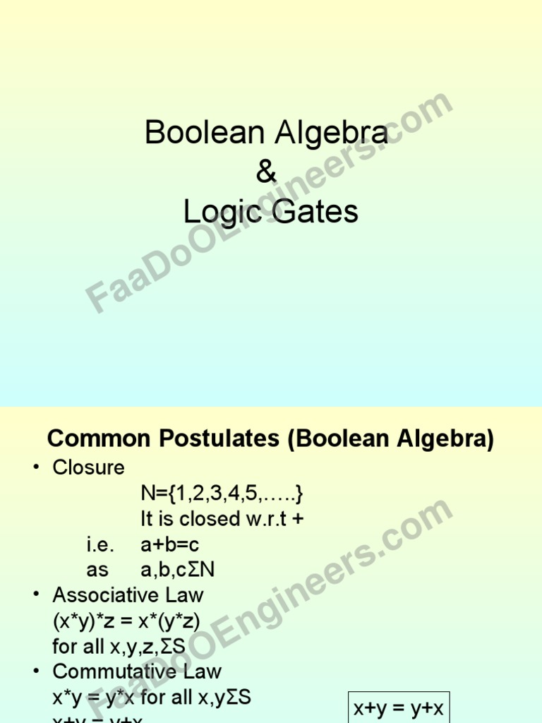 Boolean Algebra & Logic Gates | PDF | Integrated Circuit | Electronic ...
