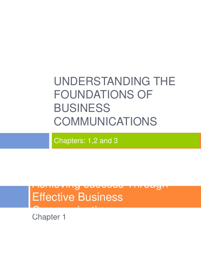 Part 1 Understanding The Foundations of Business Communications | PDF ...