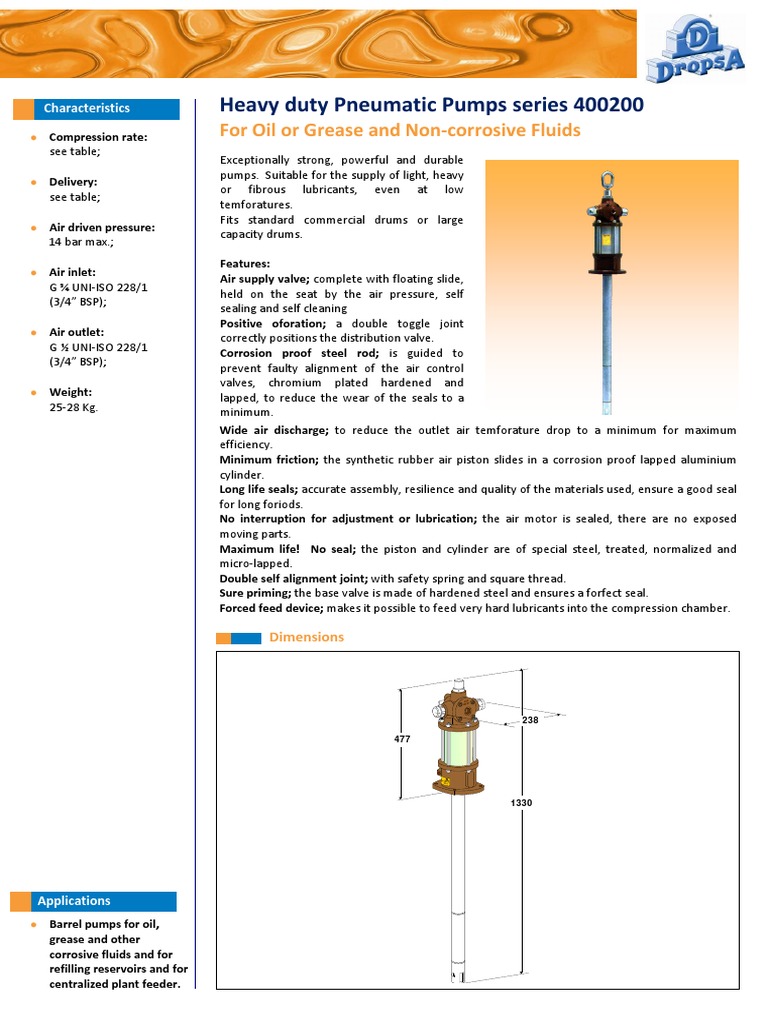 C1079PE Heavy Duty Pneumatic Pumps Series 400200 | PDF | Pump | Valve