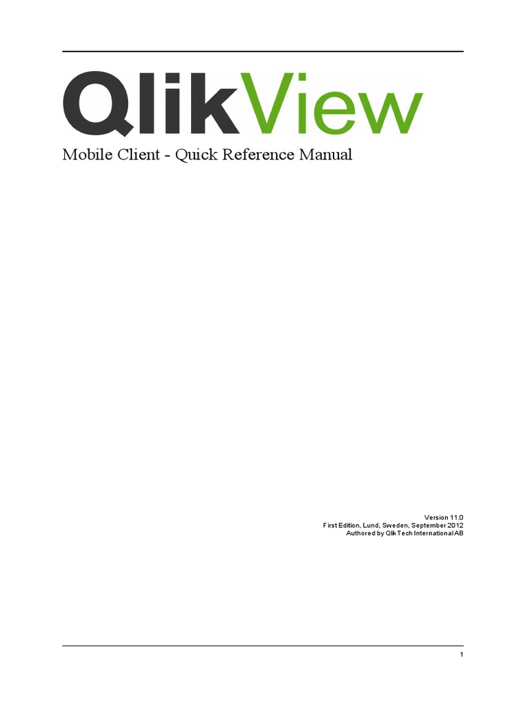 QlikView Mobile Client Reference Manual - ENG | PDF | Online And Offline | I Pad