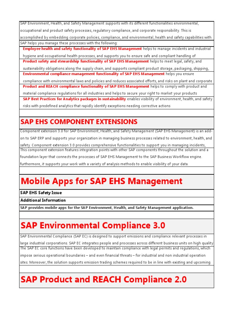 Sap Ehs | PDF | Regulatory Compliance | Occupational Hygiene