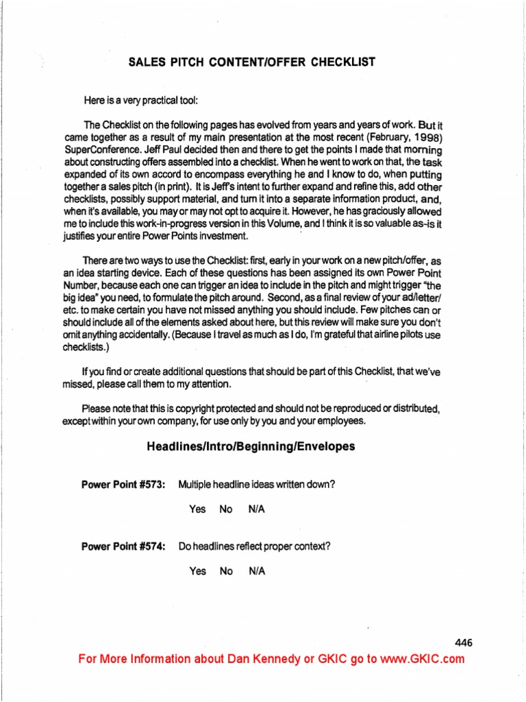 Comprensive Copy Checklist | PDF