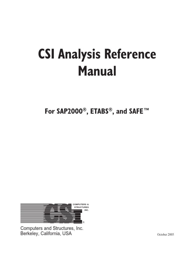 Csi Analysis Reference Manual For Sap2000 Etabs and Safe PDF | PDF