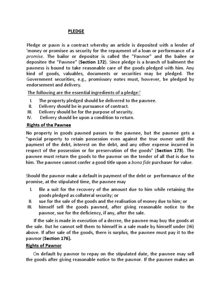 Pledge | Private Law | Economies