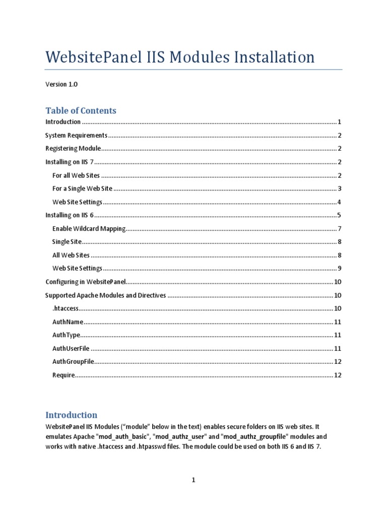 WebsitePanel IIS Modules Installation Guide | PDF | Internet ...