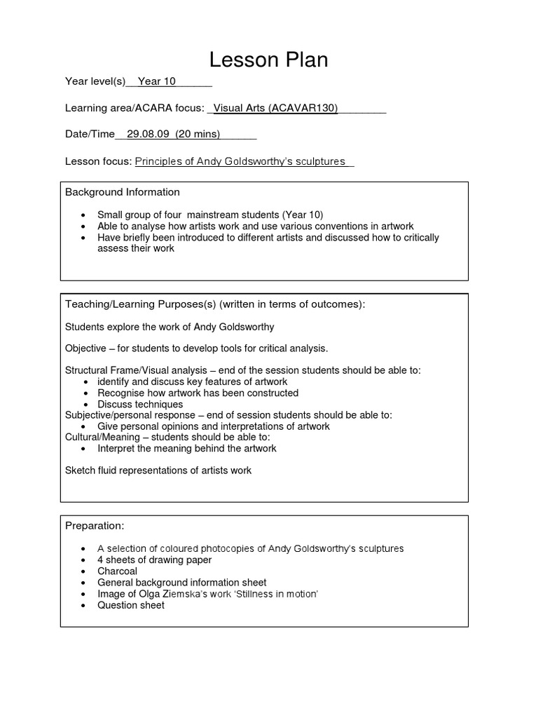 Lesson Plan Secondary 2 | PDF | Composition (Visual Arts) | Lesson Plan