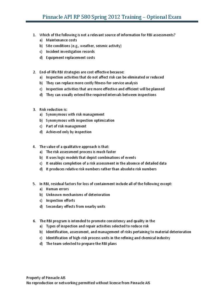 API RP RBI 580 Test | PDF | Risk Management | Risk