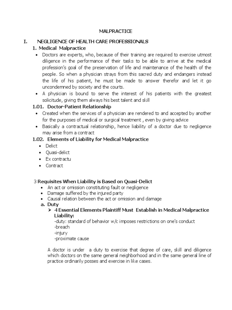 Malpractice | Negligence | Nursing
