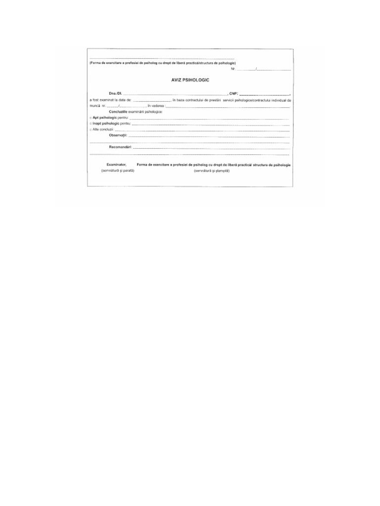 Model Aviz Psihologic | PDF