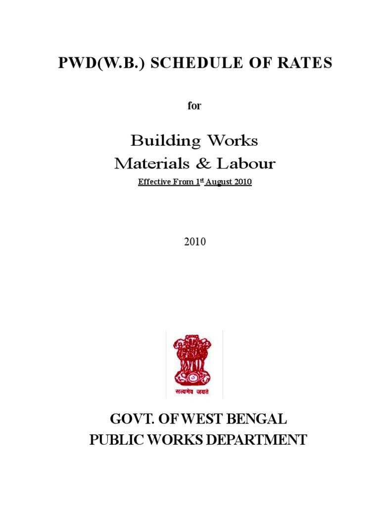 SOR PWD (WB) Building Works 2010 | PDF | Building Materials | Nature