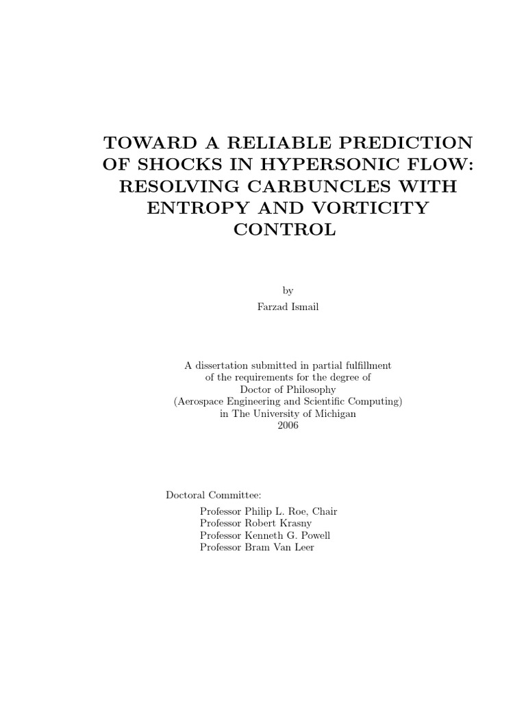 Ismail Thesis Carbuncle | PDF | Shock Wave | Vortices
