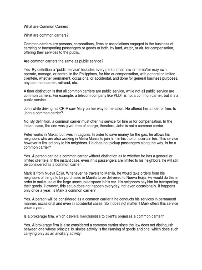 Understanding Common Carriers | PDF | Common Carrier | Government ...