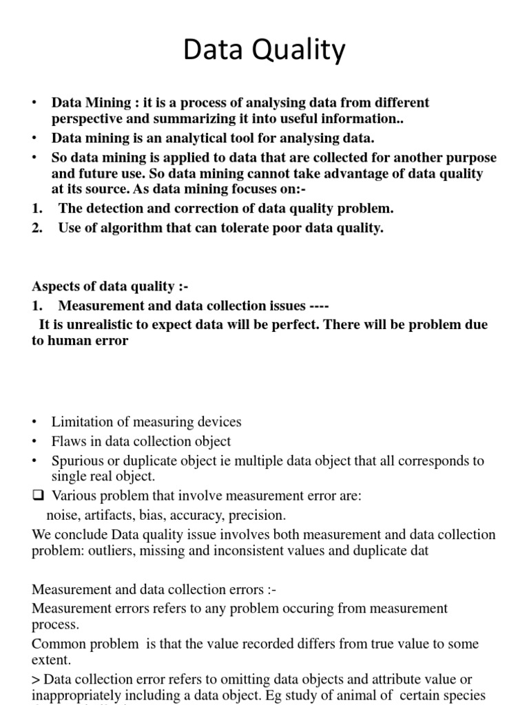 Data Quality | PDF | Data Quality | Error
