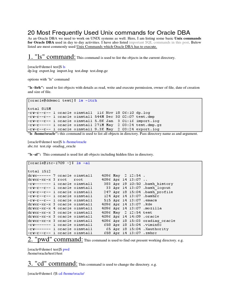 Unix Commands for Oracle DBA | PDF | Oracle Database | Computer Architecture