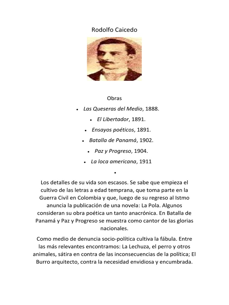 Biografía de Rodolfo Caicedo, poeta panameño | PDF | Política (general)