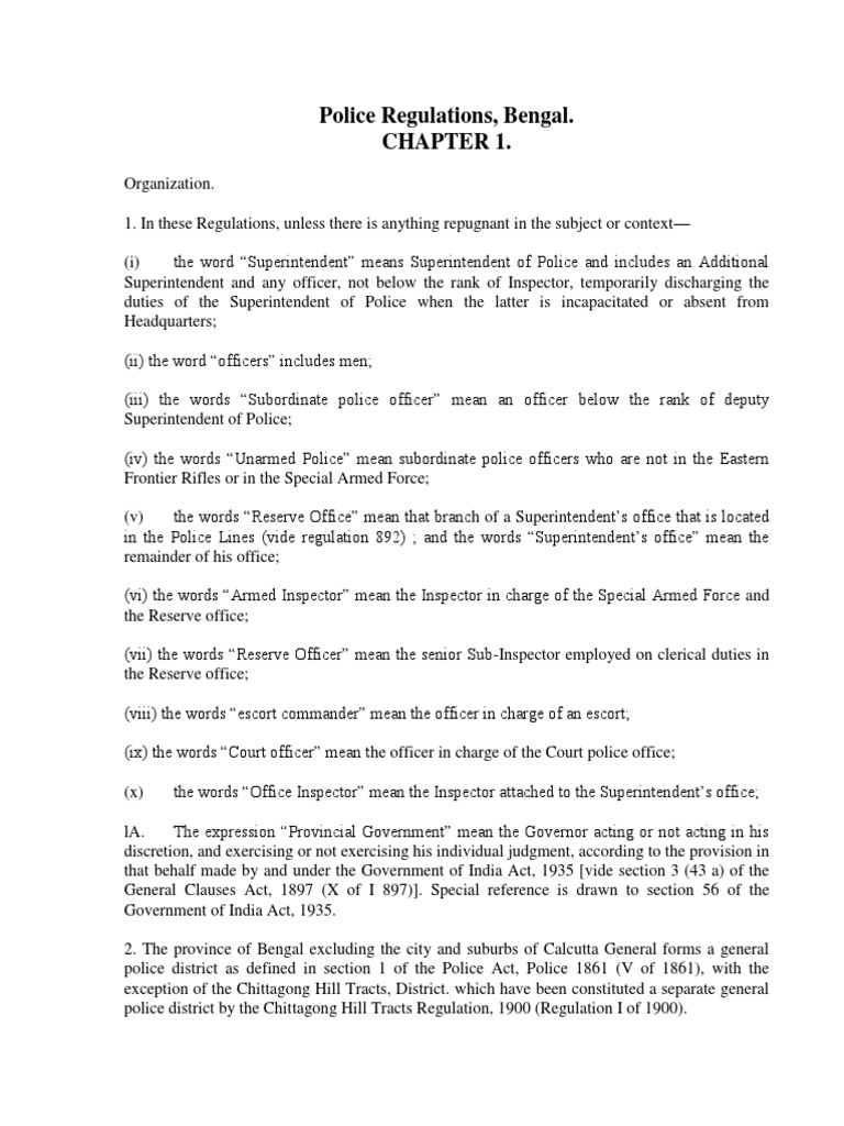 Police Regulations1 | PDF | Magistrate | Inspector