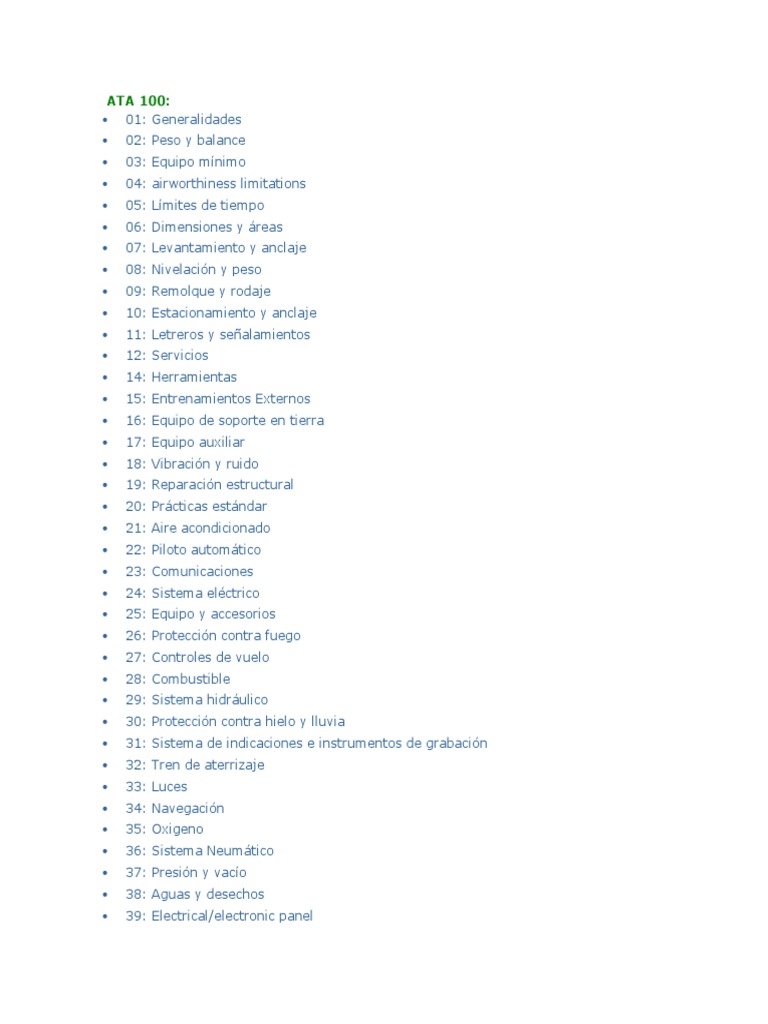 ATA 100 | Aviación | Ingeniería Aeroespacial