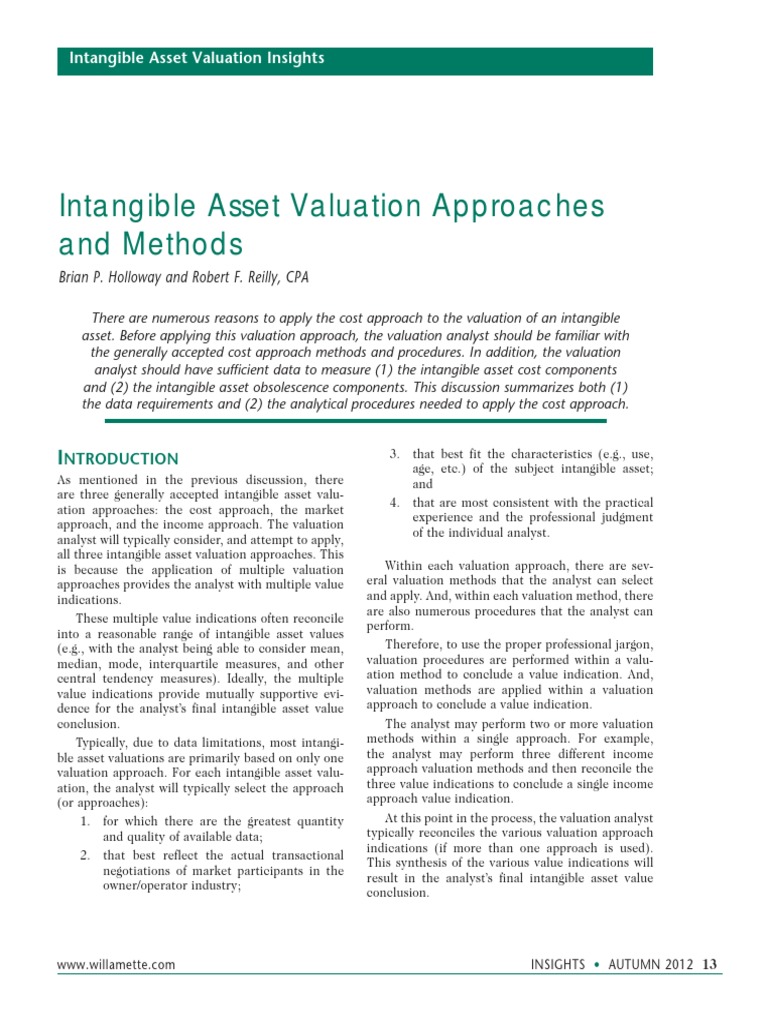 Intangible Asset Valuation Approaches and Methods | PDF | Valuation ...