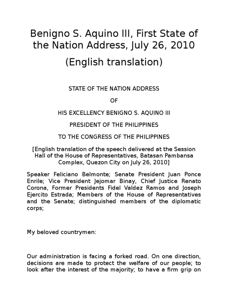 1st Sona 2010 | PDF | Philippines | Government
