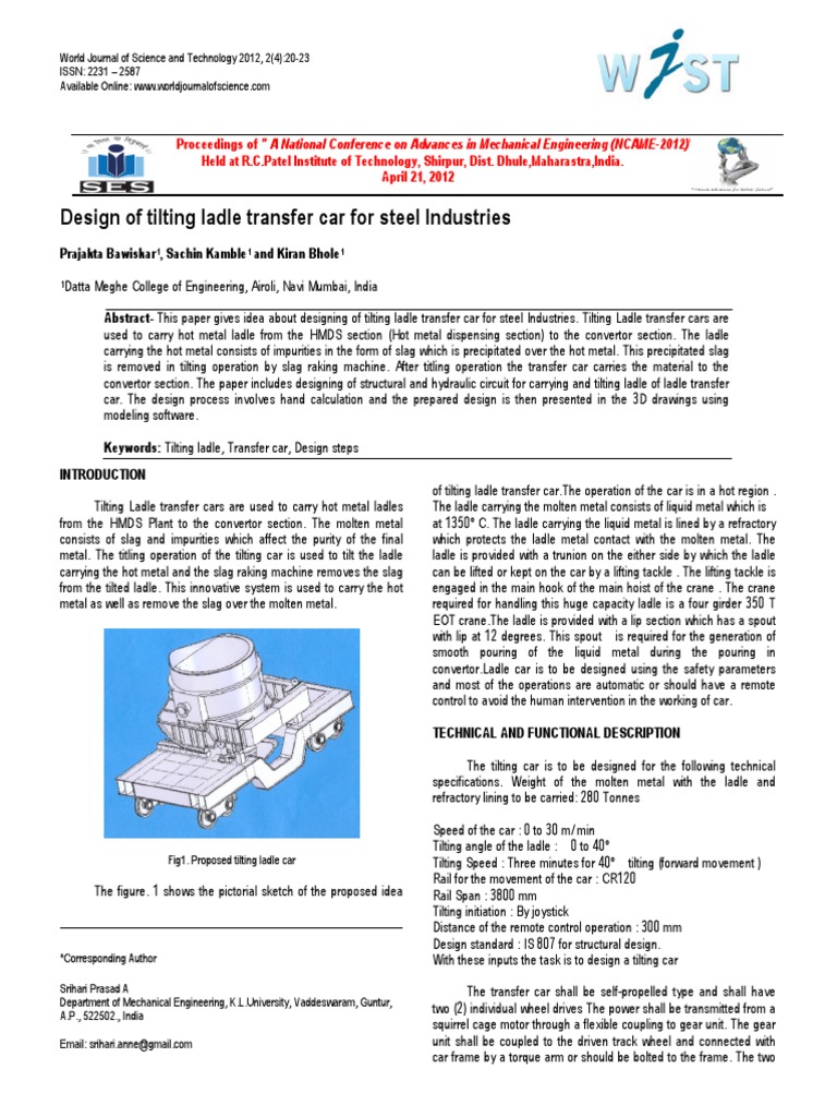Ladle Car Design | PDF | Transmission (Mechanics) | Mechanical Engineering