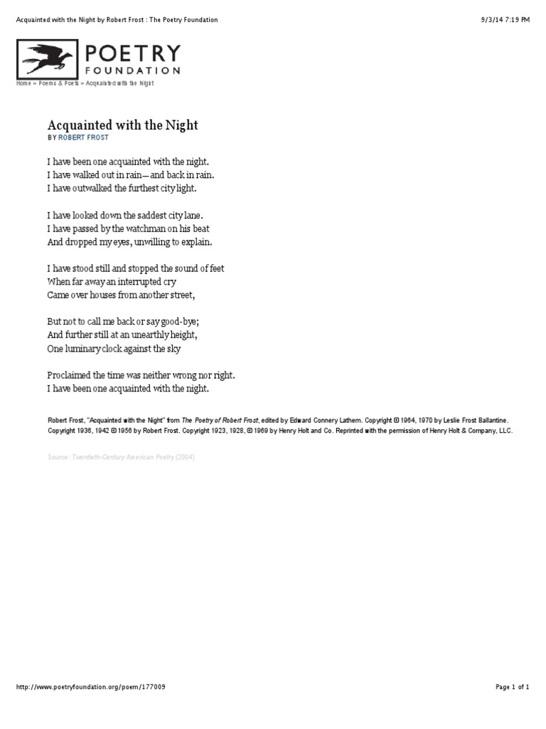 What Is The Summary Of Acquainted In The Night By Robert Frost? – HWGD