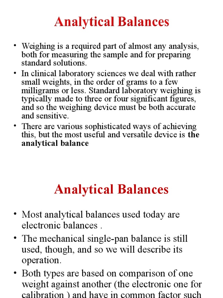Analytical Balances | PDF | Weighing Scale | Weight